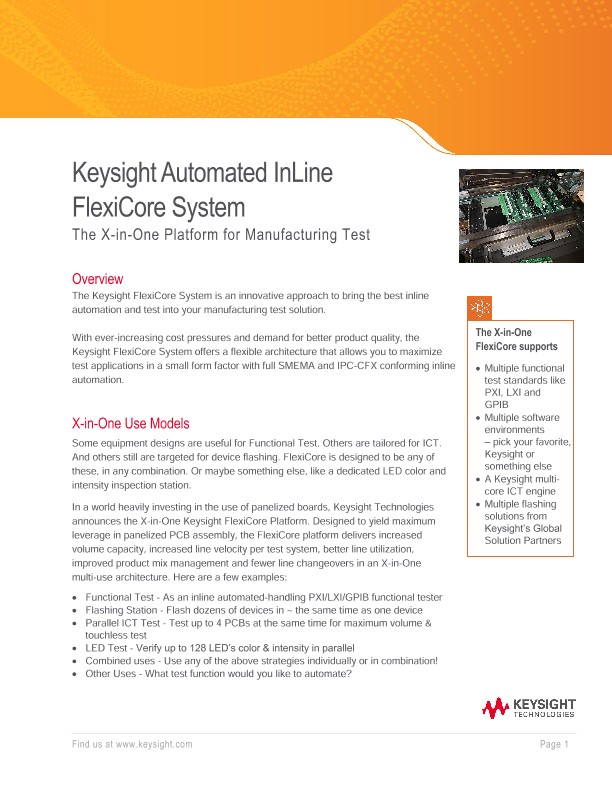 Automated InLine FlexiCore System PDF Asset Page | Keysight